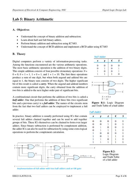 Eee211l Lab 5 Binary Arithmetic Download Free Pdf Electronic