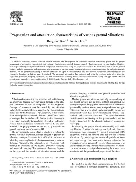Propagation And Attenuation Characteristics Of Various Ground Vibrations Download Free Pdf