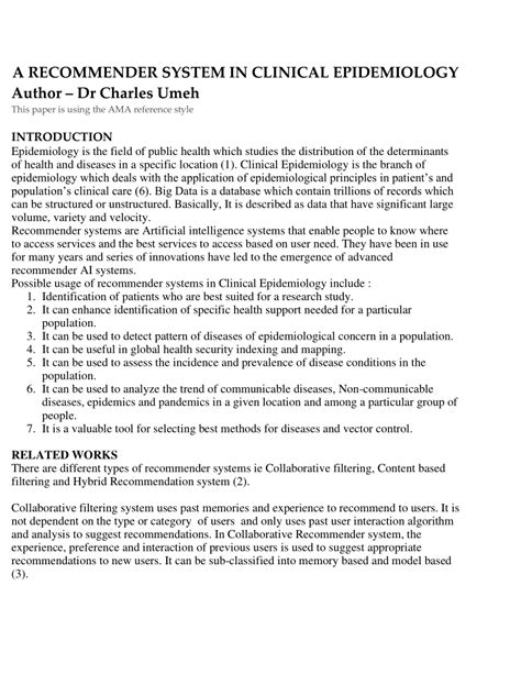 Pdf A Recommender System In Clinical Epidemiology
