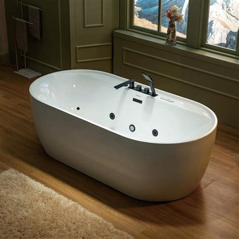 Woodbridge 72 In X 35 In Combination Bathtub With Center Drain In White Matte Black Trim