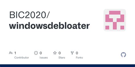 GitHub BIC2020 Windowsdebloater