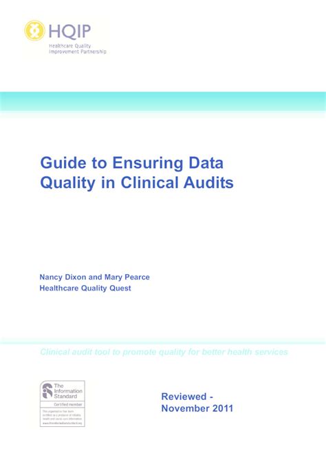 Hqip Guide To Ensuring Data Quality In Clinical Audits Hqip