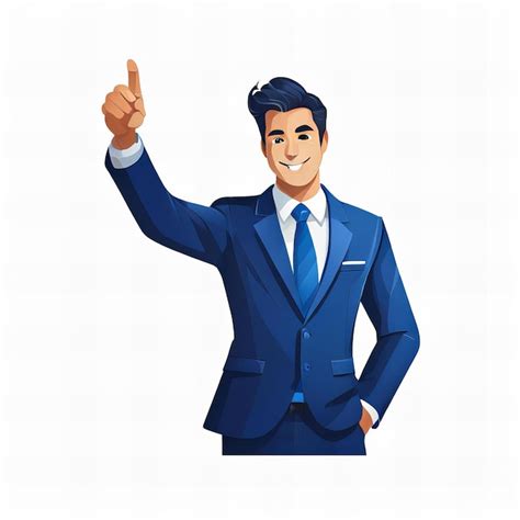 Premium Photo Man In A Suit Is Pointing Up With His Index Finger