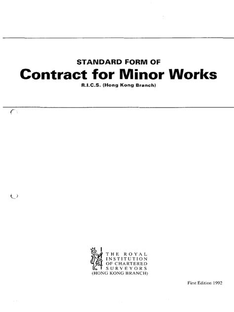 1992 Contract For Minor Works Rics Pdf