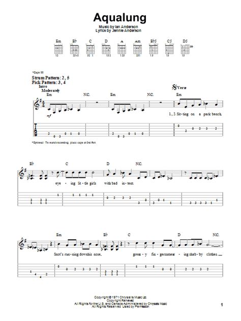 Aqualung By Jethro Tull Sheet Music For Easy Guitar Tab At Sheet Music