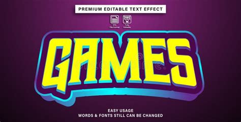 Text Effect With Examples Of Games Writing Stock Illustration