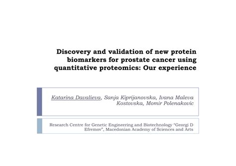 PDF Discovery And Validation Of New Protein Biomarkers For Prostate Cancer Using Quantitative