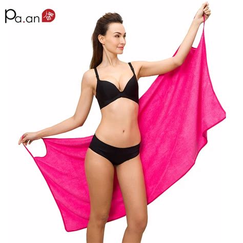 Hot Sexy Bath Towel Upgrade Size Strap Bathrobe Wearable Beach Towels Microfiber Fabric Super