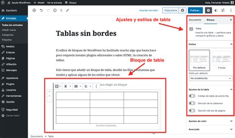 Tablas Sin Bordes Ayuda WordPress