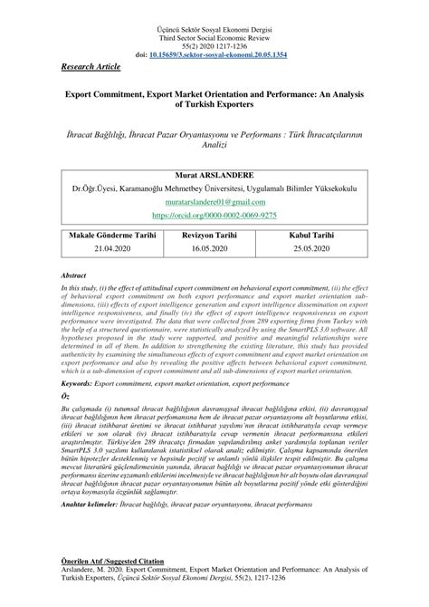 Pdf Export Commitment Export Market Orientation And Performance An