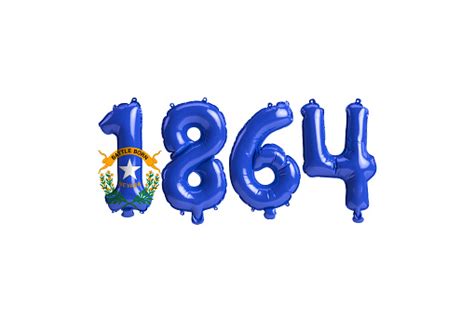 흰색 배경에 고립 된 네바다 깃발 색상이있는 1864 풍선의 3d 그림 네바다에 대한 스톡 사진 및 기타 이미지 네바다