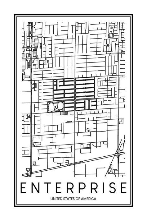 Poster Print Road Map Of The American City Of Enterprise Stock Vector Illustration Of River