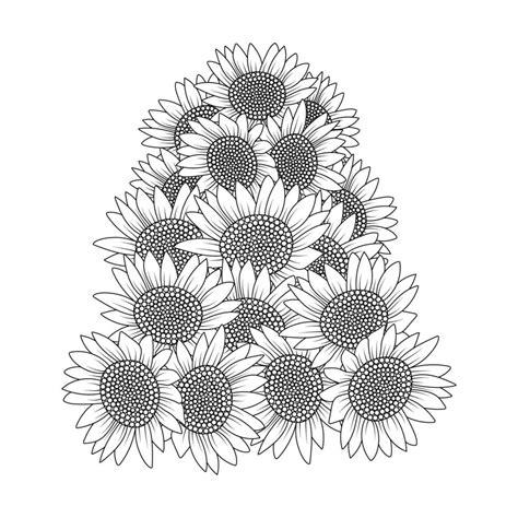 Página Para Colorear De Contorno De Vector De Girasol De Pétalo