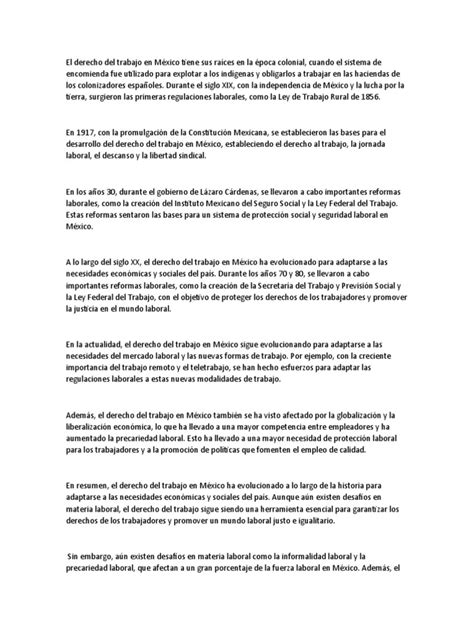 El Derecho Del Trabajo En México Tiene Sus Raíces En La Época Colonial