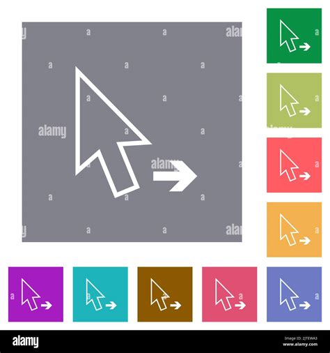 Arrow Cursor Right Outline Flat Icons On Simple Color Square