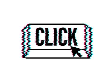 Click Button With Hand Pointer Clicking Neon Icon Stock Vector