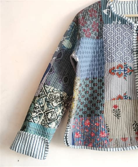 Handmade Patchwork Jacket Hand Stitched Cotton Patchwork Etsy Uk