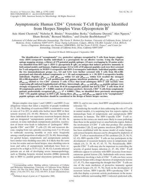 Pdf Asymptomatic Human Cd4 Cytotoxic T Cell Epitopes Identified From