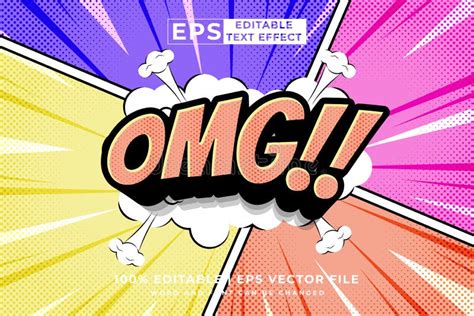 Editable Text Effect OMG 3d Cartoon Comic Style Premium Vector Stock Vector - Illustration of ...