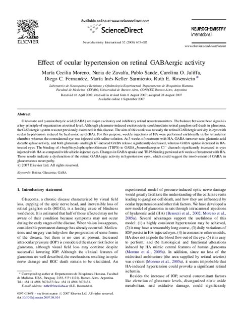 Pdf Effect Of Ocular Hypertension On Retinal Gabaergic Activity