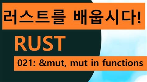 프로그래밍 언어 러스트를 배웁시다 021 Easy Rust In Korean Mutable References And Mut In Functions Youtube