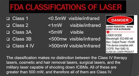 Fda Laser Power Rating Classifications Bryanne Enterprises