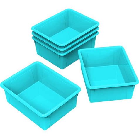Storex 62529u05c Letter Size 10 X 13 X 5 In Deep Storage Tray Teal