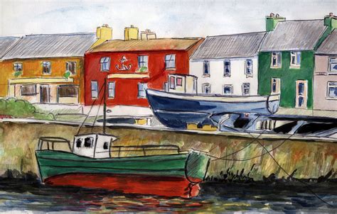 무료 이미지 바다 보트 운하 차량 화려한 수로 그림 미술 기예 선박 어선 수채화 물감 카 라벨