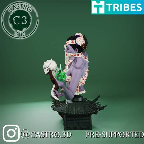 3d Printable Twins Yokai Bust Japanese Myth By Castro3d