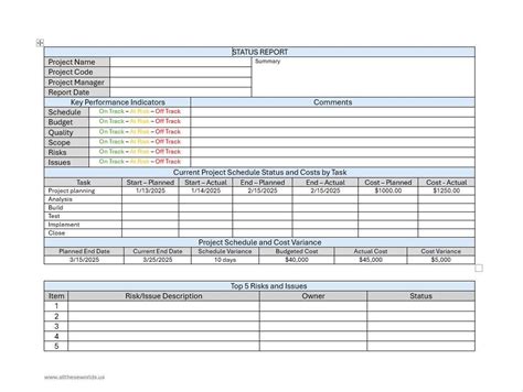 One Page Project Status Report For Business Executives Managers Project Managers And