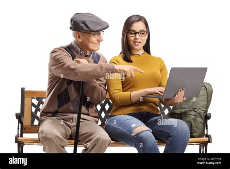 Un Vieil Homme Et Une Jeune Fille Assise Sur Banque Dimages Détourées
