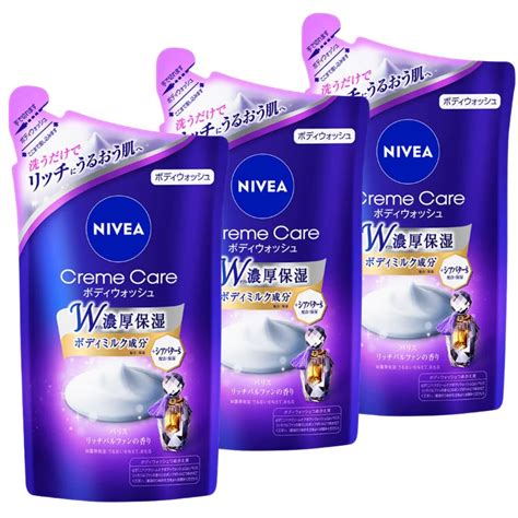 Amazon 【3個セット】ニベアボディウォッシュ W濃厚保湿 パリスリッチパルファンの香り つめかえ用 360ml ボディソープ