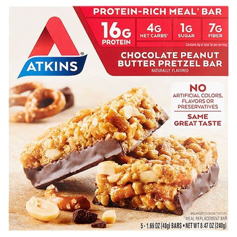 Atkins Chocolate Peanut Butter Pretzel Bar 169 Oz 5 Count