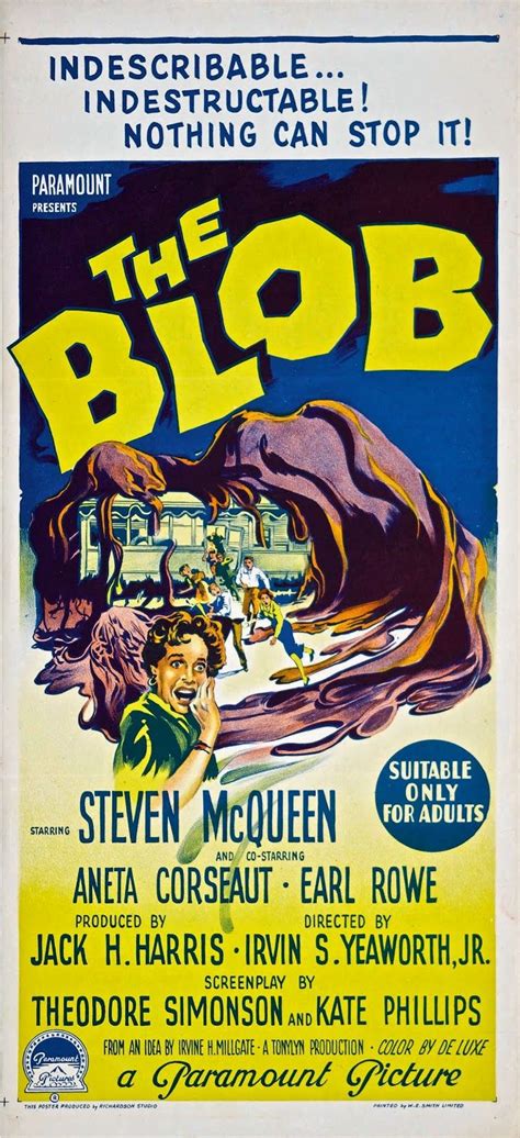 The Blob Horror Art The Blob Print The Blob 1958 Poster The Blob Movie