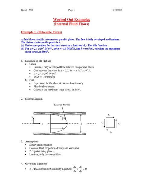 Worksheet Flow Pdf Navierstokes Equations Fluid Dynamics