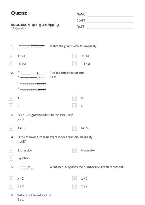 50 Inequalities Worksheets On Quizizz Free And Printable