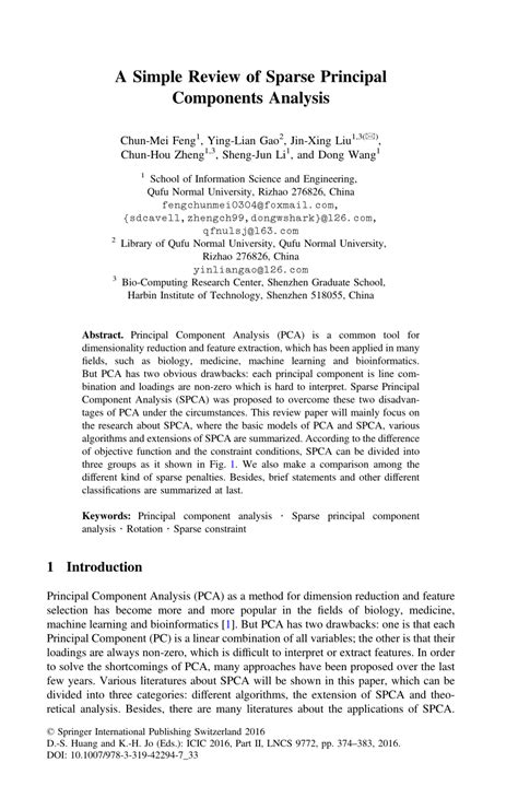 Pdf A Simple Review Of Sparse Principal Components Analysis