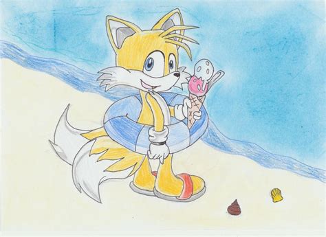 Tails At The Beach By Lucky Sonic 77 D On Deviantart