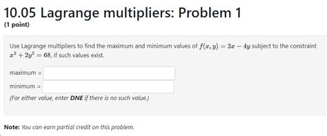 Solved Lagrange Multipliers Problem Point Use Chegg