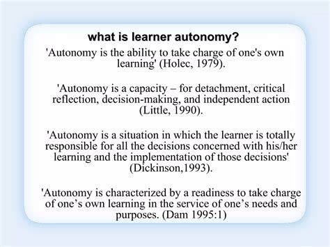 Learner Autonomy In A Nutshell PPT
