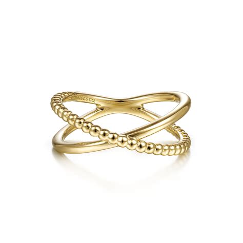 Gabriel 14k Yellow Gold Bujukan Bead Criss Cross Ring Baileys Fine