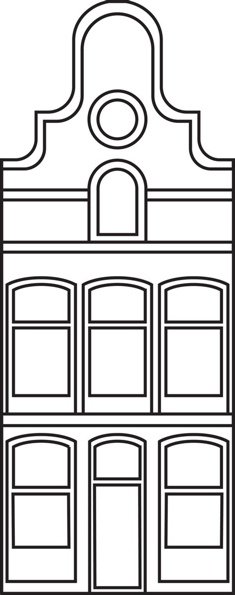 Outline Drawing Classic Row House Front Elevation View 10833366 Png