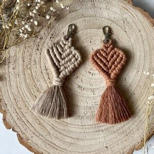Heart Shaped Macrame Keychain For Elegant Woman Bohemian Style Bag