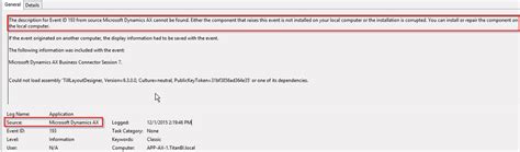 Ax Event Log Message Description For Event Id Cannot Be Found