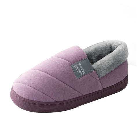 Noarlalf House Slippers For Women Couples Women Slip On Furry Plush