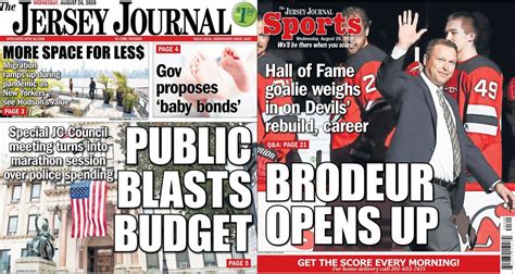 Jersey Journal Front And Back Page News Wednesday Aug 26 2020