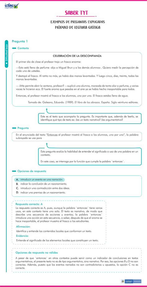 Pdf 17 Junio Preguntas Explicadas Lectura Crítica Saber Tyt