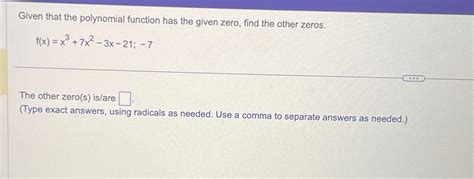 Solved Given That The Polynomial Function Has The Given Chegg