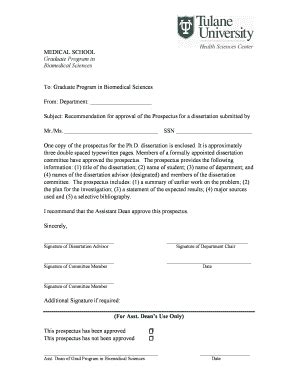 Fillable Online Tulane Graduate Program In Biomedical Sciences From