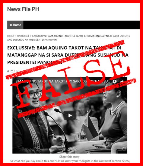 VERA FILES FACT CHECK: Report claiming Bam Aquino fears Sara Duterte presidency NOT TRUE - VERA ...
